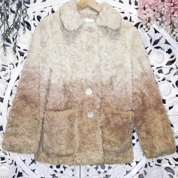 Anthropologie | Jackets & Coats | Anthropologie Pink Ombre Teddy Faux ...